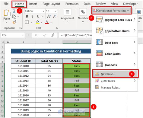 excel formula for pass or fail with color 5 suitable examples