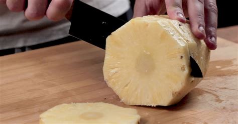 Close Up View Of Cutting Pineapple Free Stock Video Footage Royalty