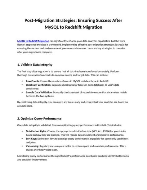 Migrating From Mysql To Redshift A Step By Step Handbookpptx