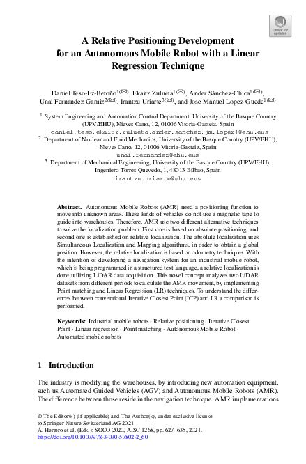 Pdf A Relative Positioning Development For An Autonomous Mobile Robot With A Linear Regression