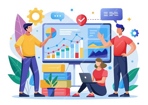 Team Collaboration And Data Analysis In A Business Meeting Vector Illustration Premium Ai