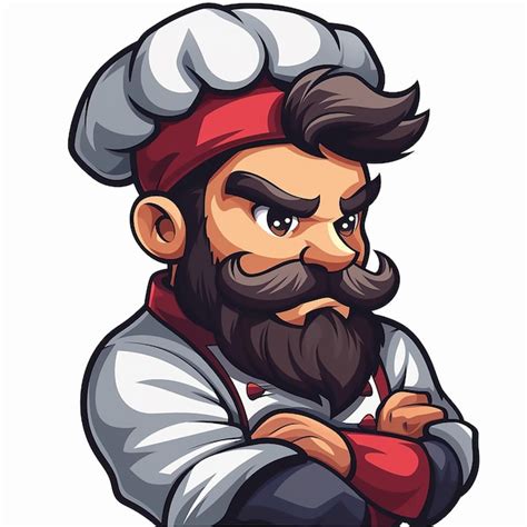 만화 요리사 얼굴 로고 프리미엄 벡터