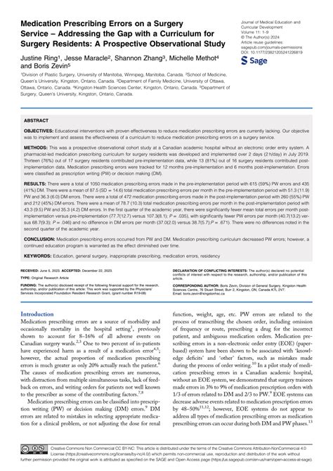 Pdf Medication Prescribing Errors On A Surgery Service Addressing