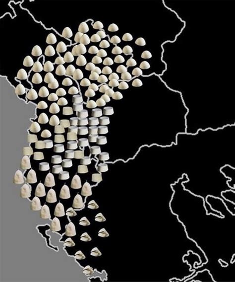 Map Qeleshe Qylaf Plis Takie Regions Albanians Local Tradition