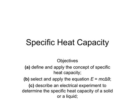 Specific Heat Capacity Science