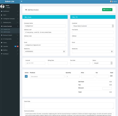 Admin Lite Php Admin Panel User Management By Codeglamour Codecanyon