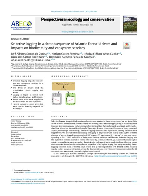 Pdf Selective Logging In A Chronosequence Of Atlantic Forest Drivers
