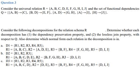 Solved Consider The Universal Relation