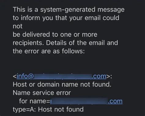 Bad Destination Host And Host Not Found” Email Bounces Meaning Dns