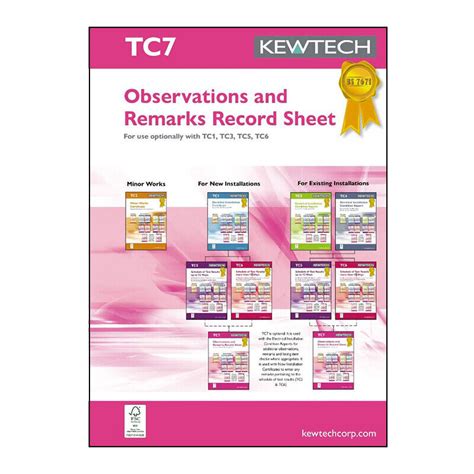 Kewtech Electrical 18th Edition Certificate Book Tc1 Tc2 Tc3 Tc4 Tc5 Tc6 Tc7 Tc8 Ebay Uk