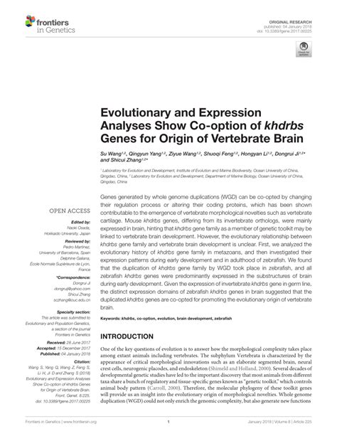 Pdf Evolutionary And Expression Analyses Show Co Option Of Khdrbs Genes For Origin Of