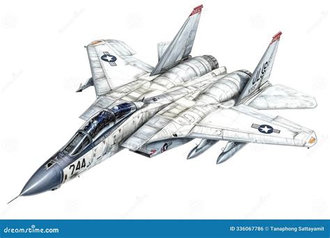 This Illustration Depicts An F14 Tomcat Fighter Jet A Powerful Aircraft Known For Its