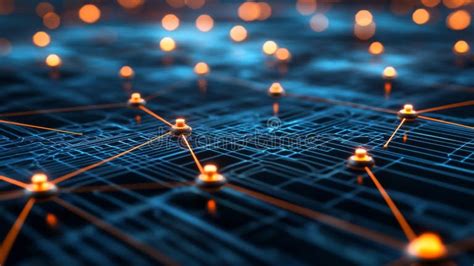 Network Nodes Illuminate Digital Cityscape Map Stock Illustration Illustration Of Cityscape