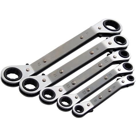 Amtech Offset Ratchet Spanner Set 5 Ratchet Ring Spanners Metric 6 21mm Diy At Bandq
