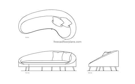 Curved Sofa Free Cad Drawings