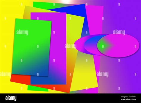 Geometric Colored Shapes With Overlapping Colored Rectangles And Circle