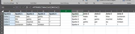 Excel Transponieren Von Tabellen