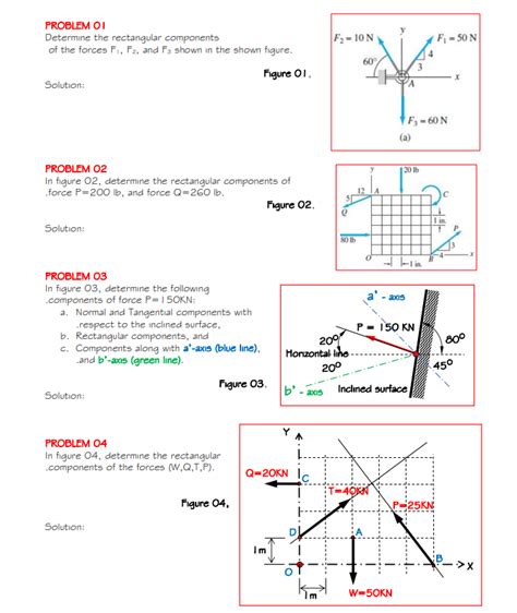 Solved Problem Oi Determine The Rectangular Components F2 10 N F1