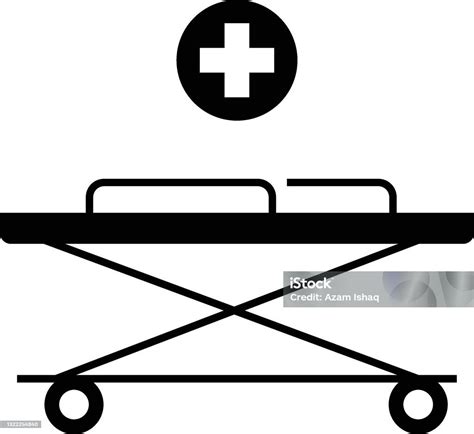 병원 침대 구급차 또는 응급 개념 들것 벡터 아이콘 디자인 흰색 배경에 구조 응답 기호 0명에 대한 스톡 벡터 아트 및 기타 이미지 Istock