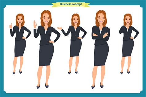 서로 다른 포즈에서 제시 하는 젊은 사업가의 설정 사람들이 문자입니다 서 여자 몸 디자인 프레 젠 테이 션 작업에 대 한 템플릿 백색에 절연 되어 있습니다 플랫