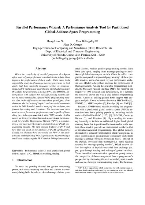 pdf parallel performance wizard a performance analysis tool for
