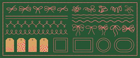 큰 세트 목화 베이커 꼬기 리본 레드 화이트 포장 실 활 태그 장식용 프레임 매듭 상자 새해 크리스마스 선물 배너 카드용 격리 요소 벡터 Eps10 개체 그룹에 대한 스톡