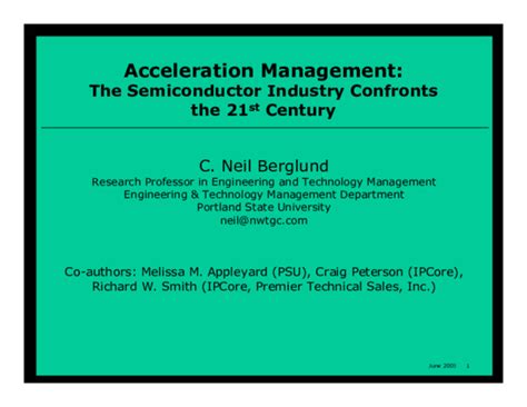 Pdf Acceleration Management The Semiconductor Industry Confronts The