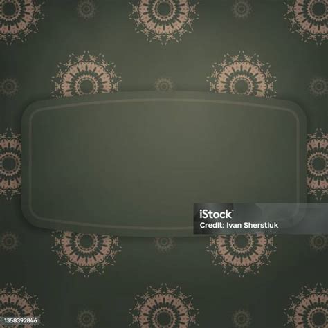 타이포그래피를 위해 준비된 갈색 장식으로 만달라와 녹색색의 브로셔를 맞이합니다 0명에 대한 스톡 벡터 아트 및 기타 이미지 0명 메뉴판 배경 주제 Istock