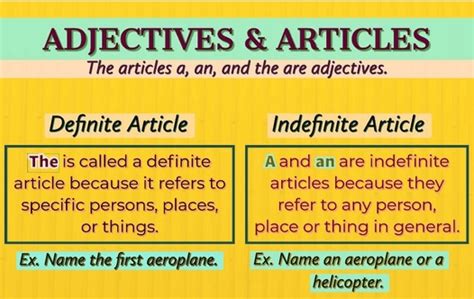 Articles Definite And Indefinite Articles Adjectives