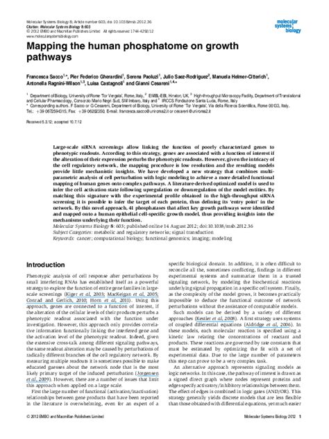 Pdf Mapping The Human Phosphatome On Growth Pathways