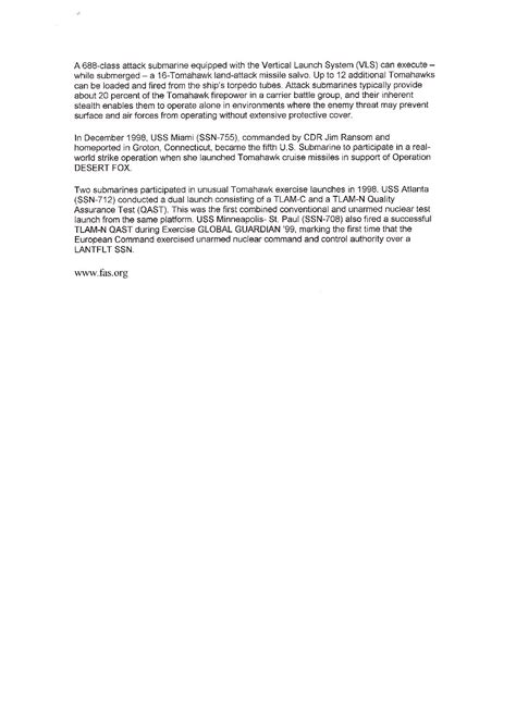 Federation Of American Scientists 688 Class Attack Submarine