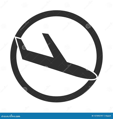 Plane Arrival Icon In Circle Airport Symbol Stock Illustration