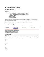 Quiz Correlation Docx Quiz Correlation Instructions The Quiz Covers The Textbook Material