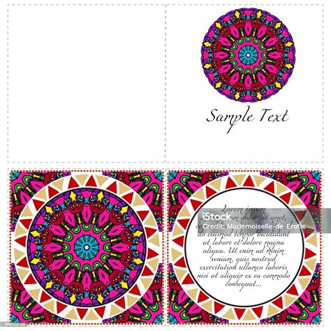 인사말 및 비즈니스 카드에 대 한 서식 파일이입니다 벡터 일러스트입니다 와 오리엔탈 패턴입니다 만다라입니다 웨딩 초대장 0명에 대한 스톡 벡터 아트 및 기타 이미지 Istock
