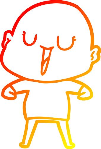 행복한 만화 대머리 남자의 따뜻한 그라데이션 선 그리기 그라데이션에 대한 스톡 벡터 아트 및 기타 이미지 그라데이션 낙서 드로잉 남자 Istock