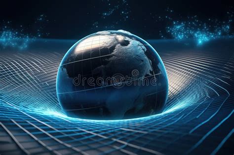Gravity Planet Earth Gravitational Waves Concept Physical And Technology Background Stock