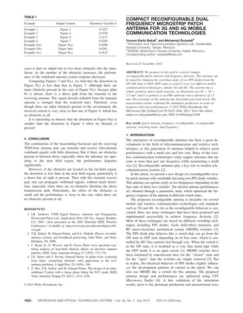 Pdf Compact Reconfigurable Dual Frequency Microstrip Patch Antenna For 3g And 4g Mobile
