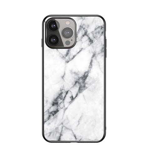 Marble Pattern Glass Tpu Protective Case For Iphone 13 Pro Max White