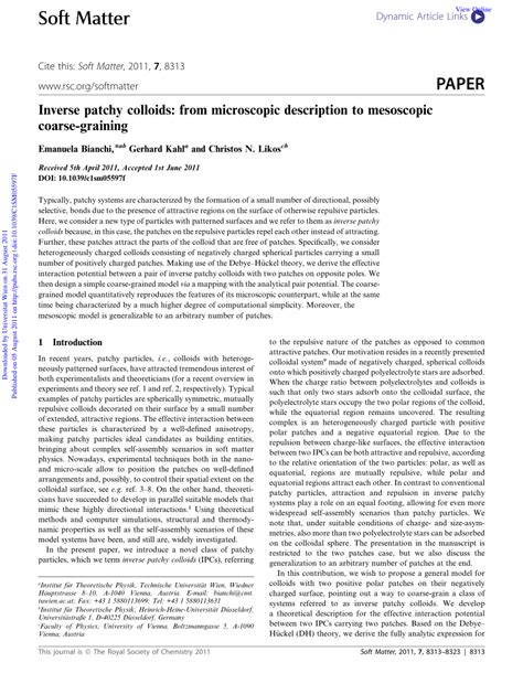 Pdf Inverse Patchy Colloids From Microscopic Description To