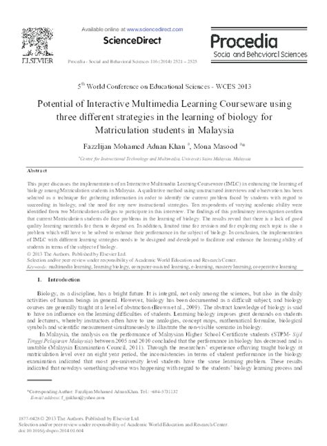 Pdf Potential Of Interactive Multimedia Learning Courseware Using