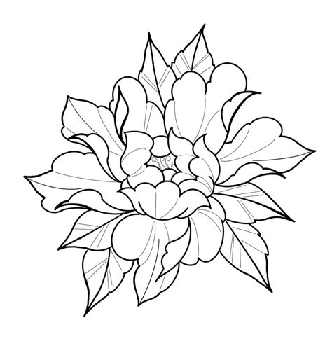 Flower Tattoo Stencils Peony Flower Tattoos Tattoo Stencil Outline