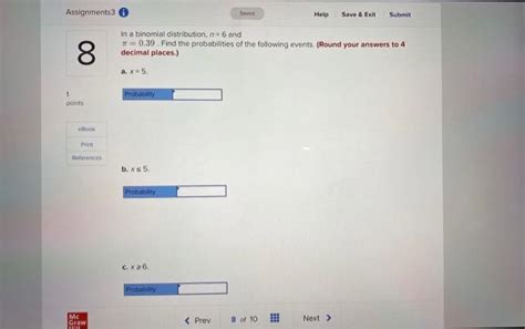 solved in a binomial distribution n 6 and π 0 39 find the