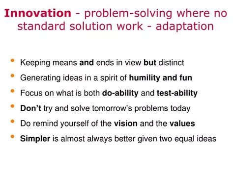 Ppt Innovation Problem Solving Where No Standard Solution Work Adaptation Powerpoint