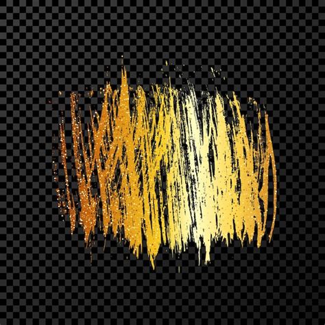 어두운 투명 배경에 골드 브러시 스트로크 프리미엄 벡터