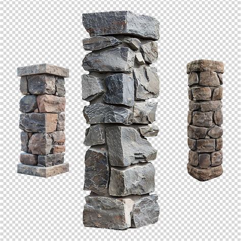 투명 한 배경 에 고립 된 돌 의 기둥 프리미엄 Ai 생성 Psd