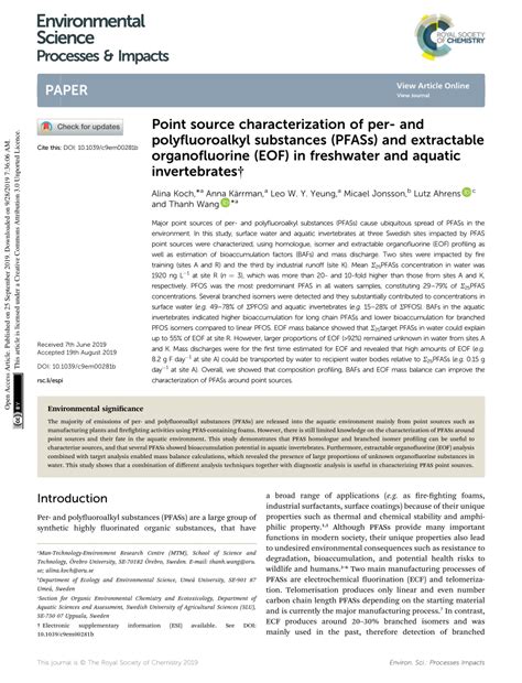 Pdf Point Source Characterization Of Per And Polyfluoroalkyl Substances Pfass And