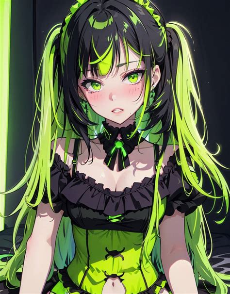 Girl In Lingerie Black And Neon Green 15 By N Cog Nito On Deviantart