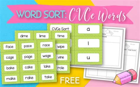 CVCe Word Sort Free Word Work