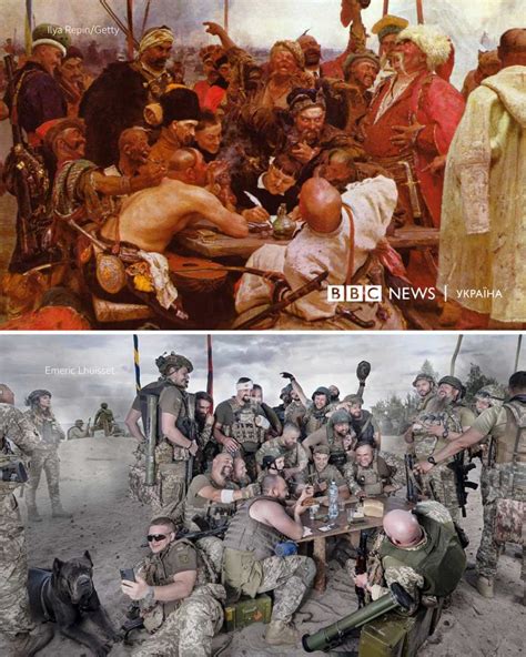 Француз відтворив у фото картину Іллі Рєпіна «Запорожці пишуть листа турецькому султанові