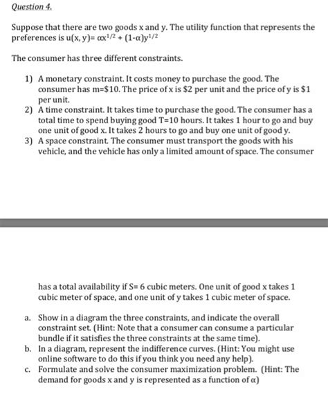 Question 4 Suppose That There Are Two Goods X And Y